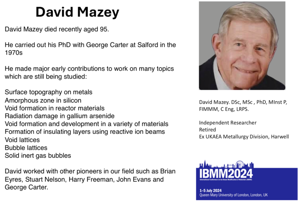 David J. Mazey: Scientist, Pioneer in Nuclear Materials – Materials at ...